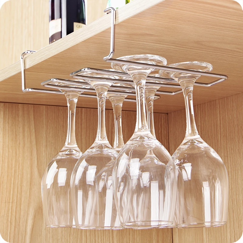 Stainless-steel-wine-glass-rack-upside-down-goblet-nail-free-hanging ...