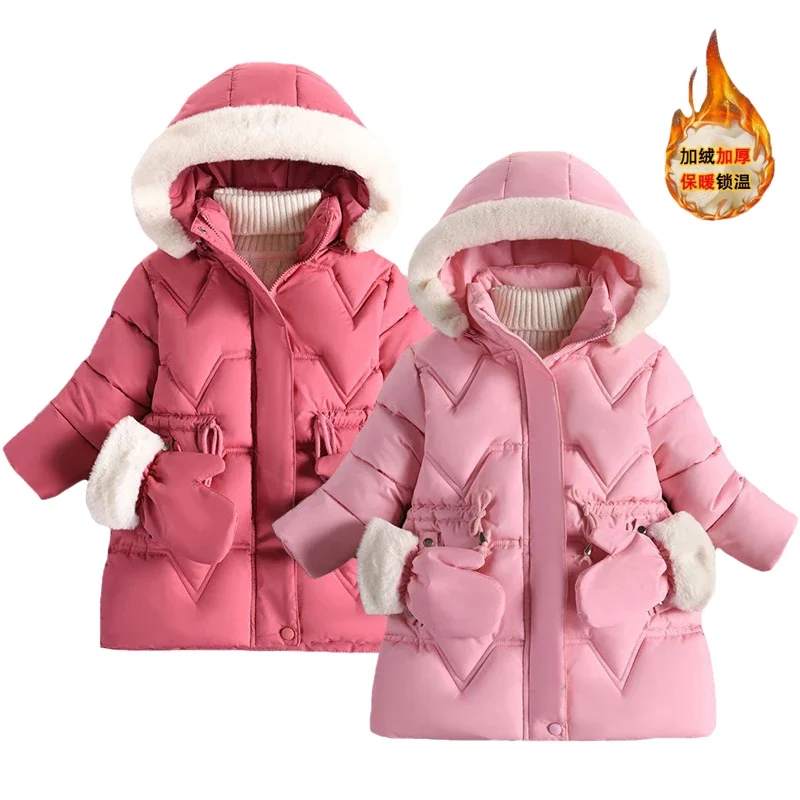 Winter-New-Long-Style-Girls-Jacket-Solid-Color-Lining-Lamb-Wool-Thick ...