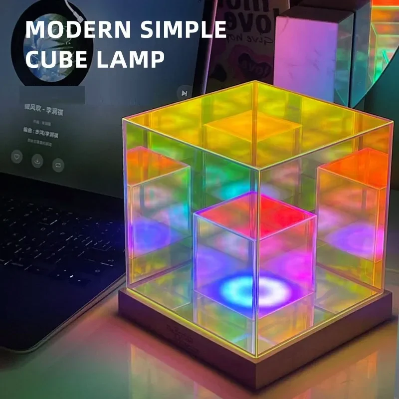 Modern-Pyramid-Cube-Night-Light-USB-Color-Dimming-Ambient-Light-Living ...