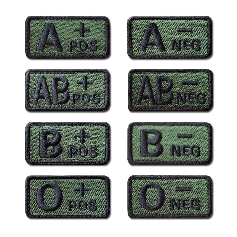 Full-Embroidery-Blood-Types-Patch-Army-Green-Human-Blood-Group-Strip ...