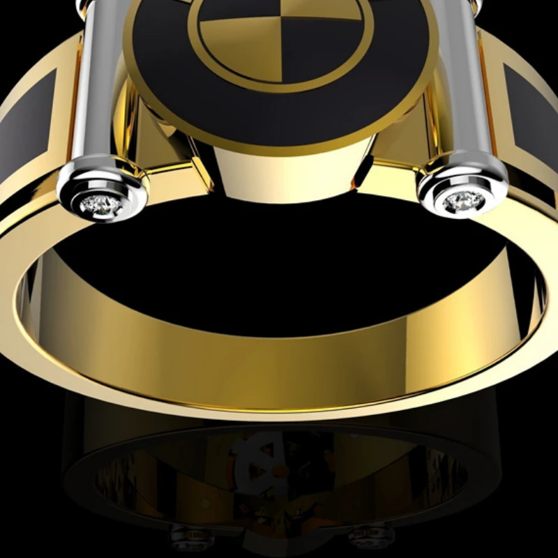 Megin-D-Alloy-Blue-White-Circle-BM-Car-Motor-Hip-Hop-Punk-Rings-for-Men ...