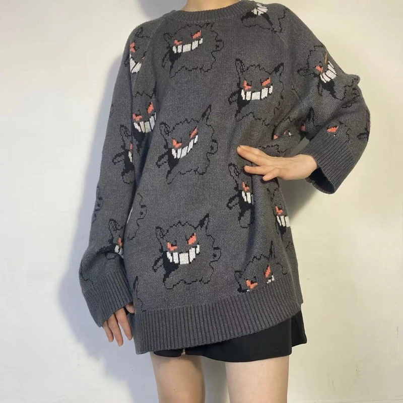Hot Anime Pokemon Gengar Sweater Women Harajuku Pattern Pullover Loose ...