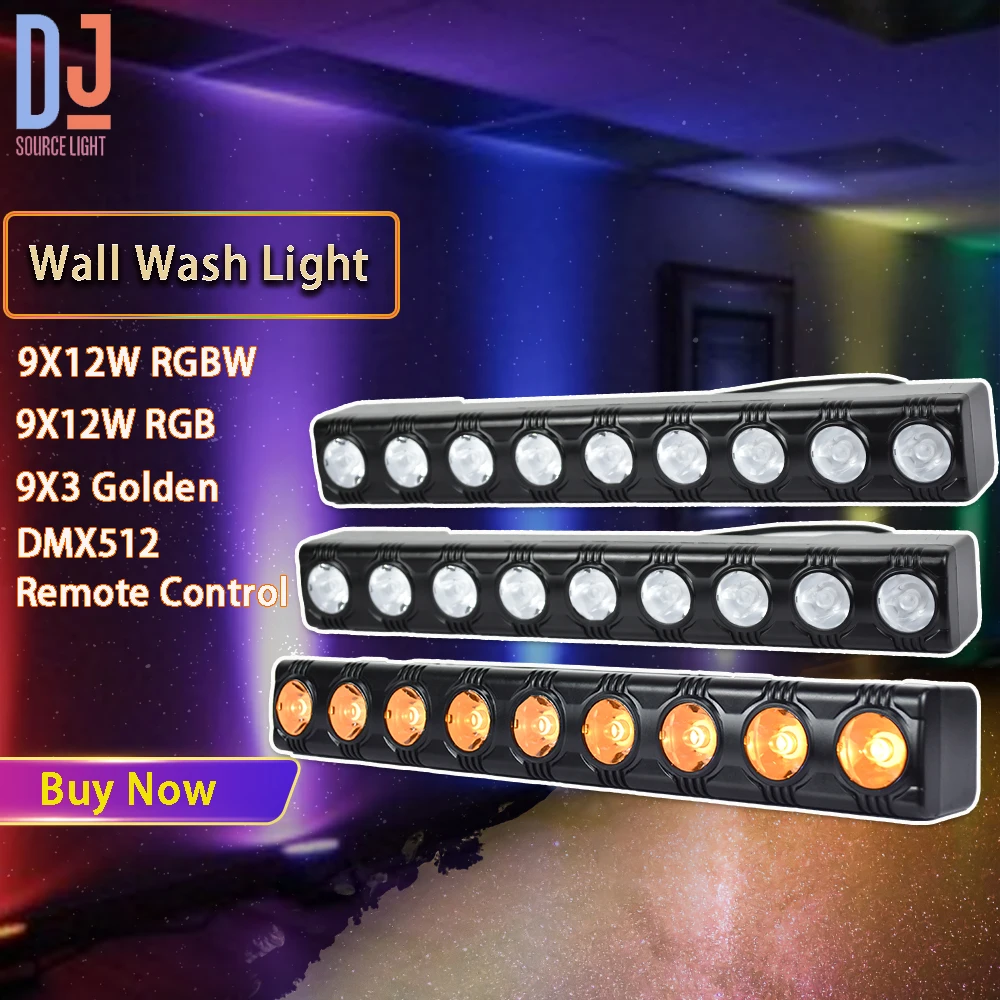 9X12W-LED-RGBW-RGB-Golden-Par-Light-DMX512-Wall-Wash-Lights-Strobe-For ...