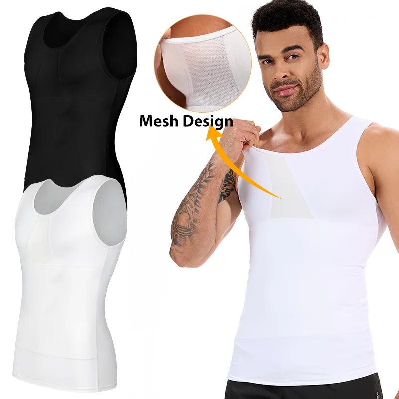 Compression Vest for Men High Elastic Fajas Double Layer Tummy Control ...