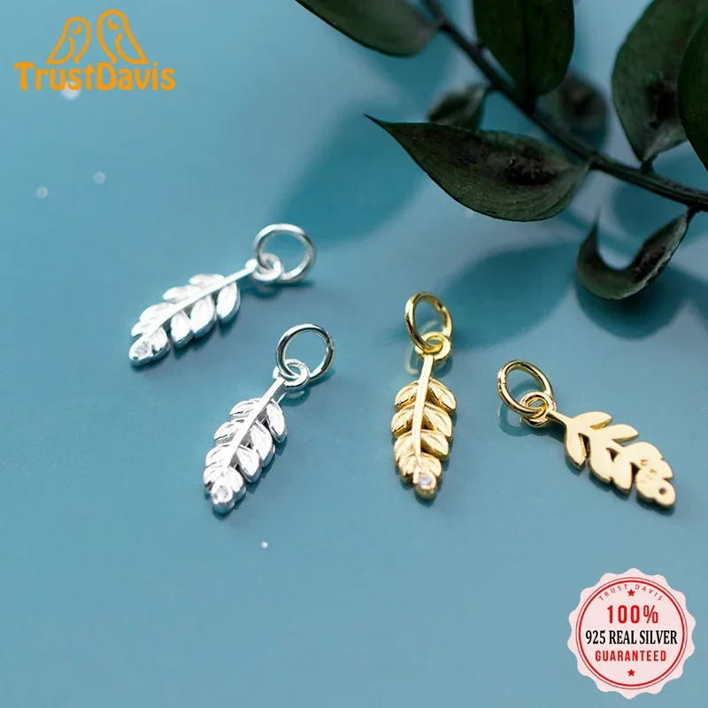 TrustDavis-Real-925-Sterling-Silver-Personality-Fashion-Sweet-Feather-CZ-Charm-Pendant-Handmade ...