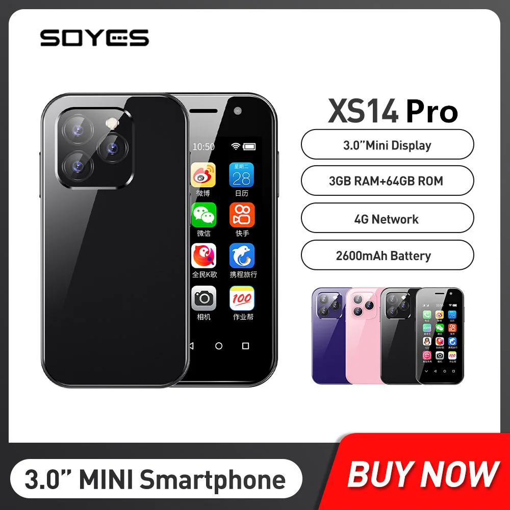 SOYES XS14 Pro Mini Smartphones 4G LTE 3GB+64GB Android 9.0 Quad Core 3.0 Inch 2600mAh Battery ...