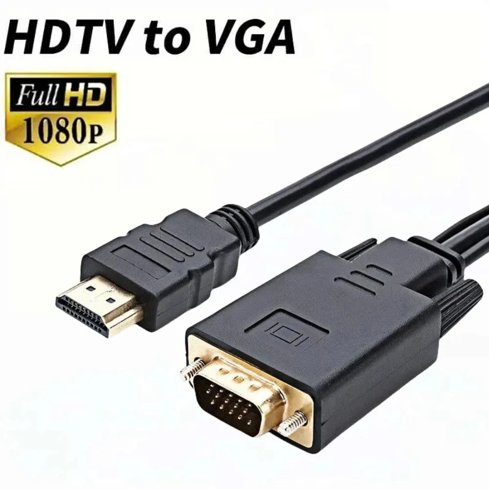 HDMI-Compatible to VGA Adapter Connect to Line Converter Cable 1.8M FHD ...