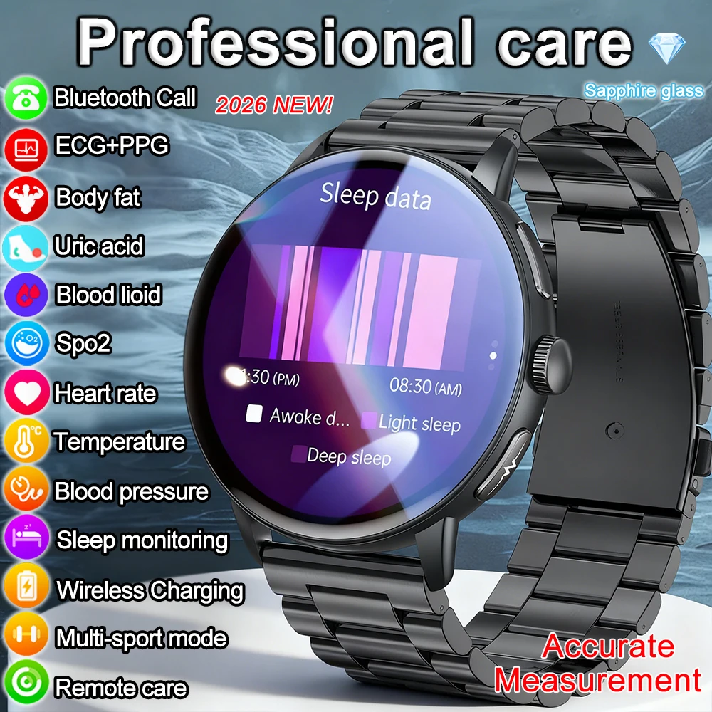 2026 New physical health Analysis Uric Acid Smart Watch Body Fat ECG ...