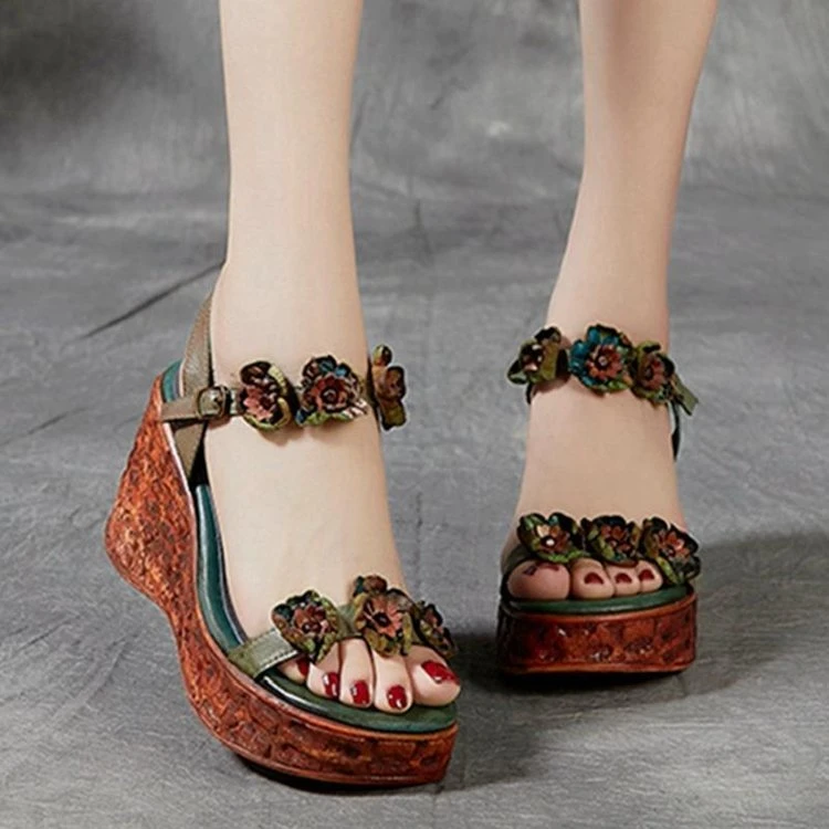 Summer Leather Sandals | Sandal Handmade Flower | Women's Shoes ...