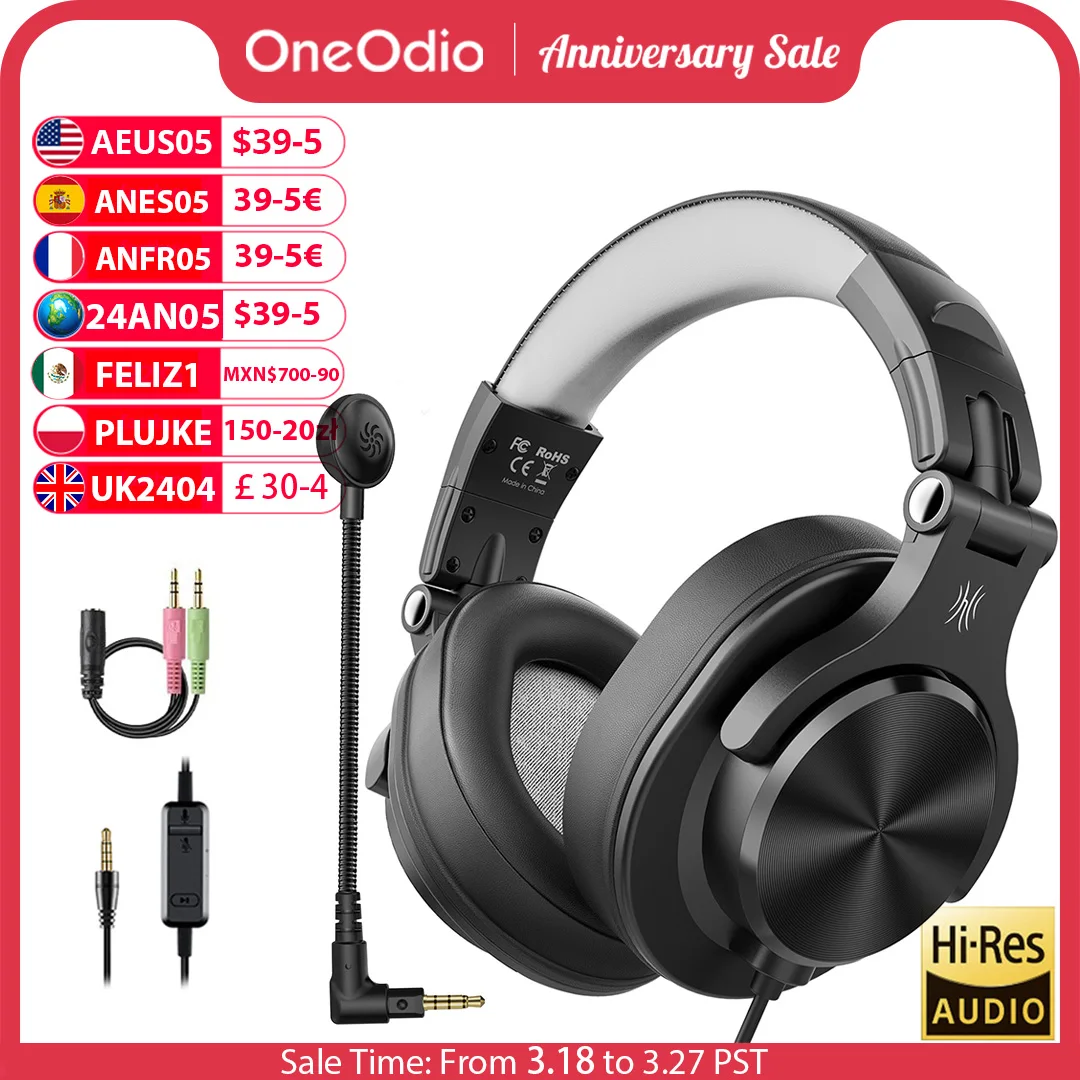 Oneodio-Computer-Gaming-Headset-With-Detachable-Microphone-Wired-Over ...