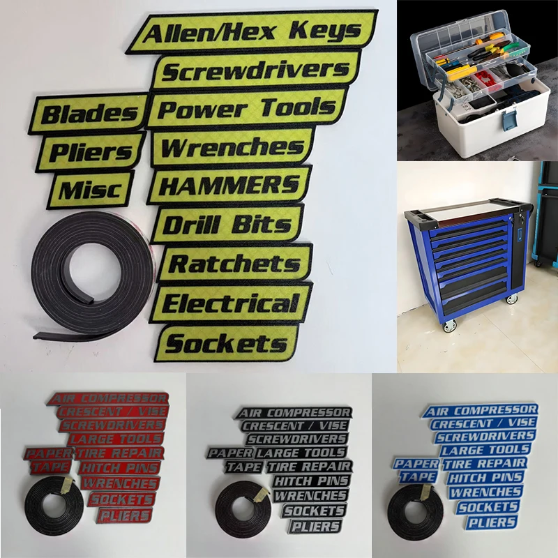 Hot Magnetic Tool Box Label Portable Green, Black, Red, Yellow, Blue ...