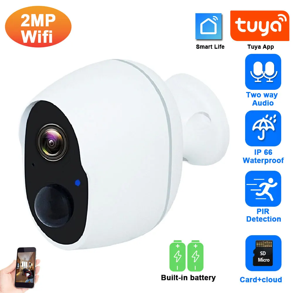 1080p Tuya Smart Wifi Battery Ip Camera Outdoor Two Way Audio Indoor ...