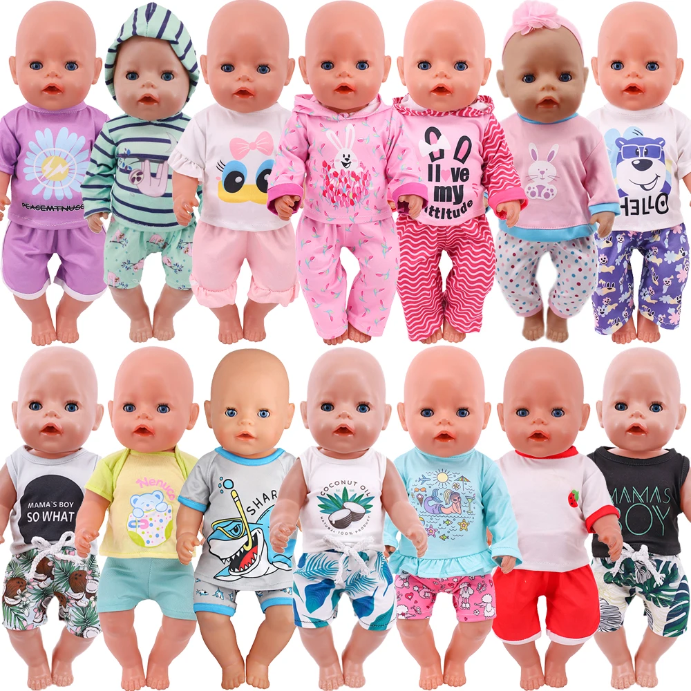 2 Pcs/Set=Shirts + Pants Doll Clothes Accessories For Born Baby 43cm ...