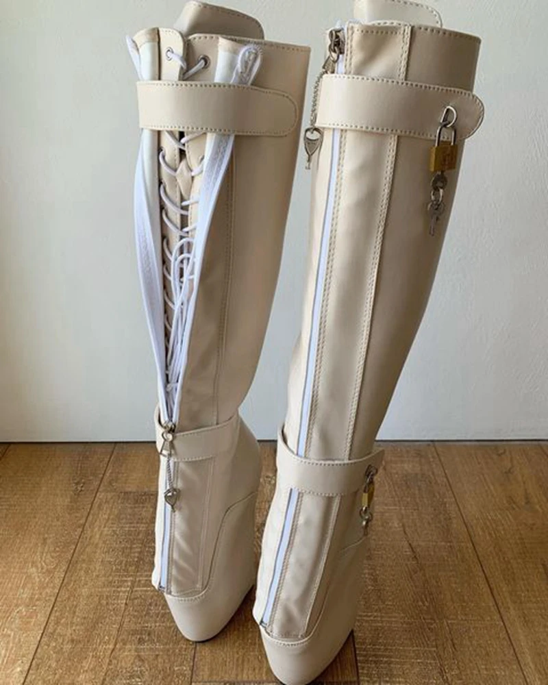 Ballet Boots Lockable | Knee High Lace Boots | Fetish Ballet Boot ...