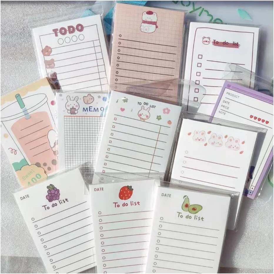 50-Sheets-To-Do-List-Memo-Pad-Cute-School-Stationery-Notes-ins-Portable ...