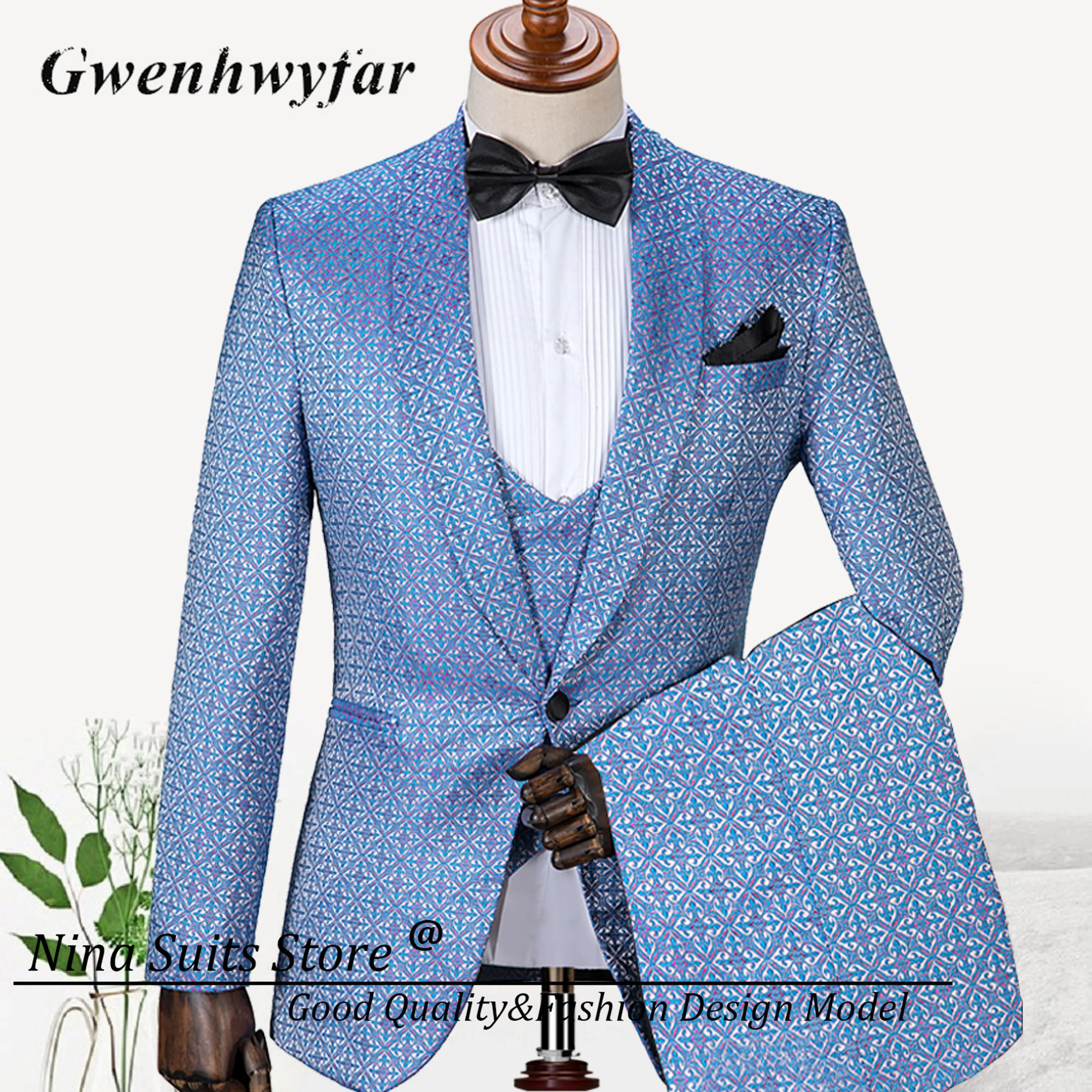 Gwenhwyfar-Costume-Homme-Lake-Blue-Rhombus-Pattern-Men-Suits-3-Piece-Slim-Fit-Wedding-Tuxedos ...
