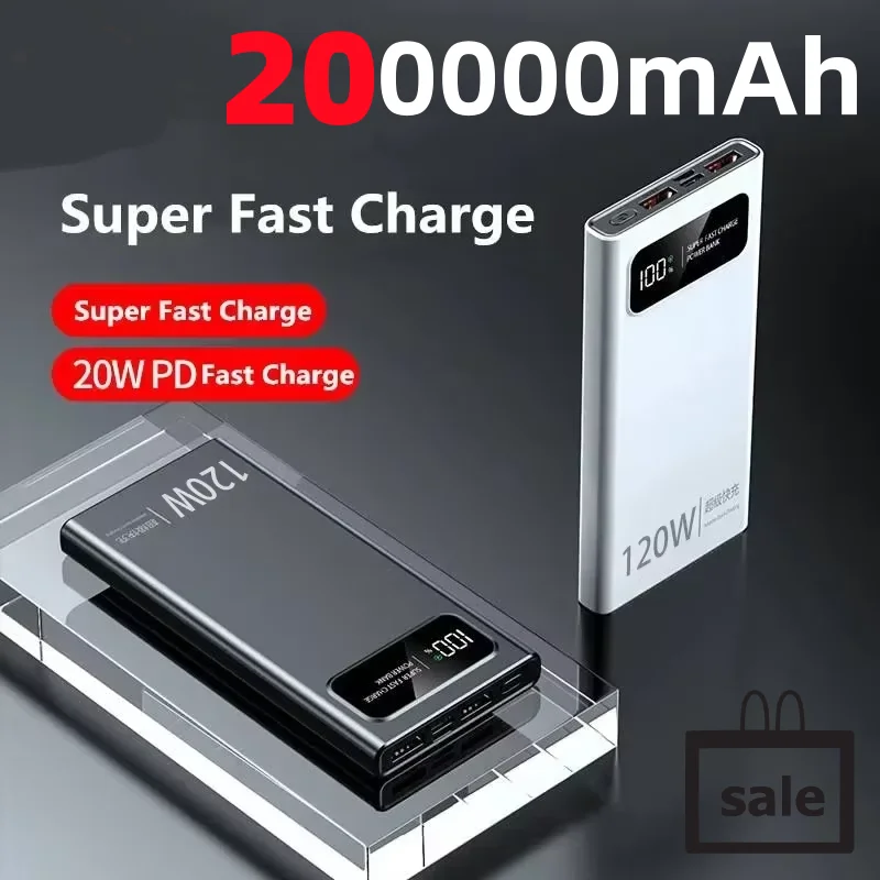 New 200000mAh Super Fast Charging Power Bank 120W Battery High Capacity ...