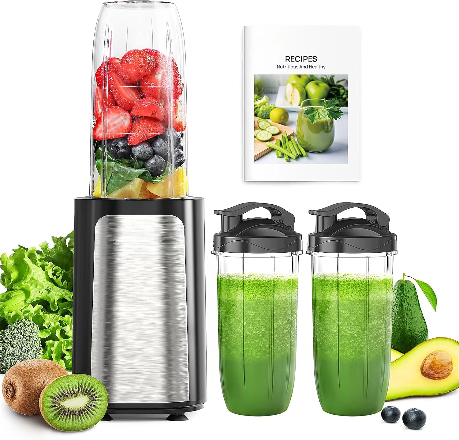 14-Piece Personal Smoothie Blender with 3 Portable Cups – Kitchen ...