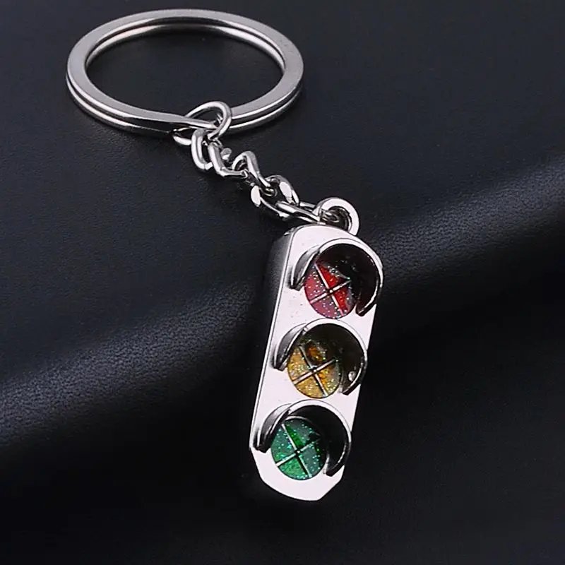 Traffic-Light-Keychain-Cell-Phone-Car-Key-Chain-Silver-Plated-Metal-Key ...