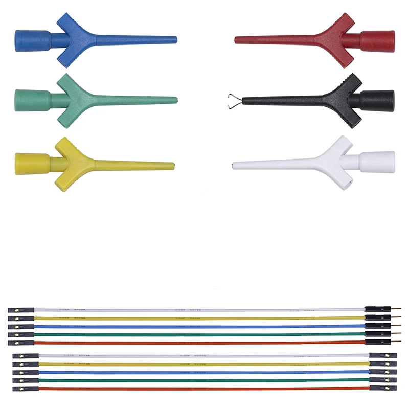 Test Lead Set Mini Grabber Test Hook Clips Silicone Jumper Wires Cable ...