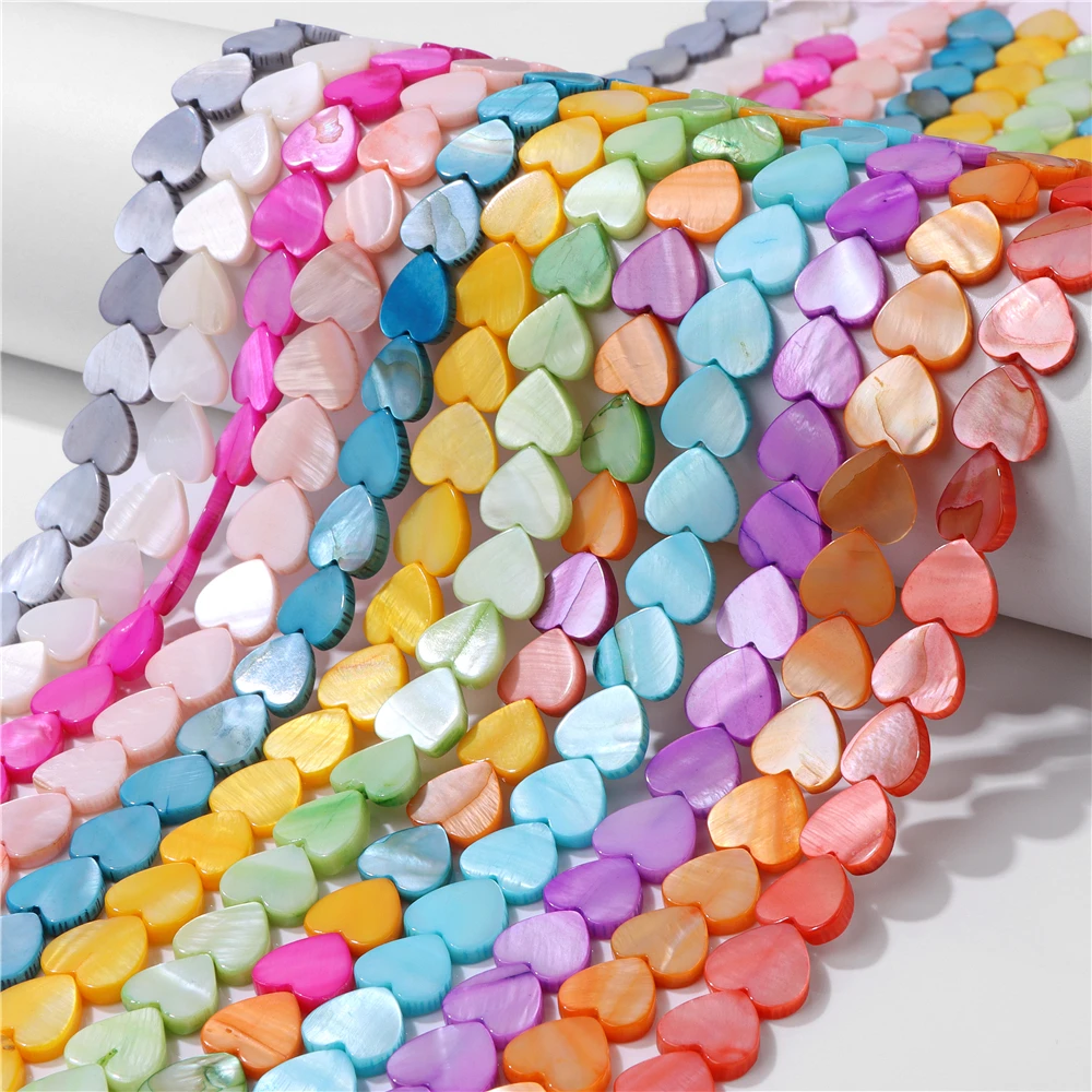 Perles plates multicolores en forme de cœur, 6, 8, 10, 12mm, pour la ...