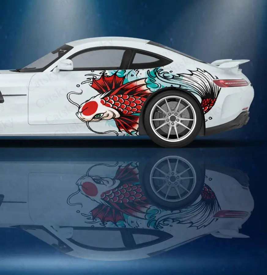 Koi-Flower-Design-Vinyl-Sticker-Decal-Kit-Retrofit-Side-Graphic ...