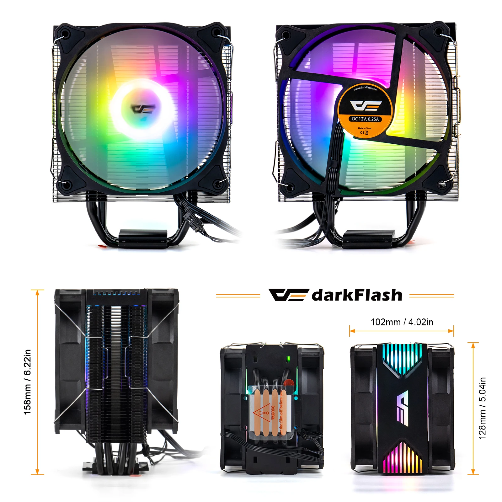 DarkFlash-Computer-Case-CPU-Cooler-Radiator-Aluminum-12V-Processor ...