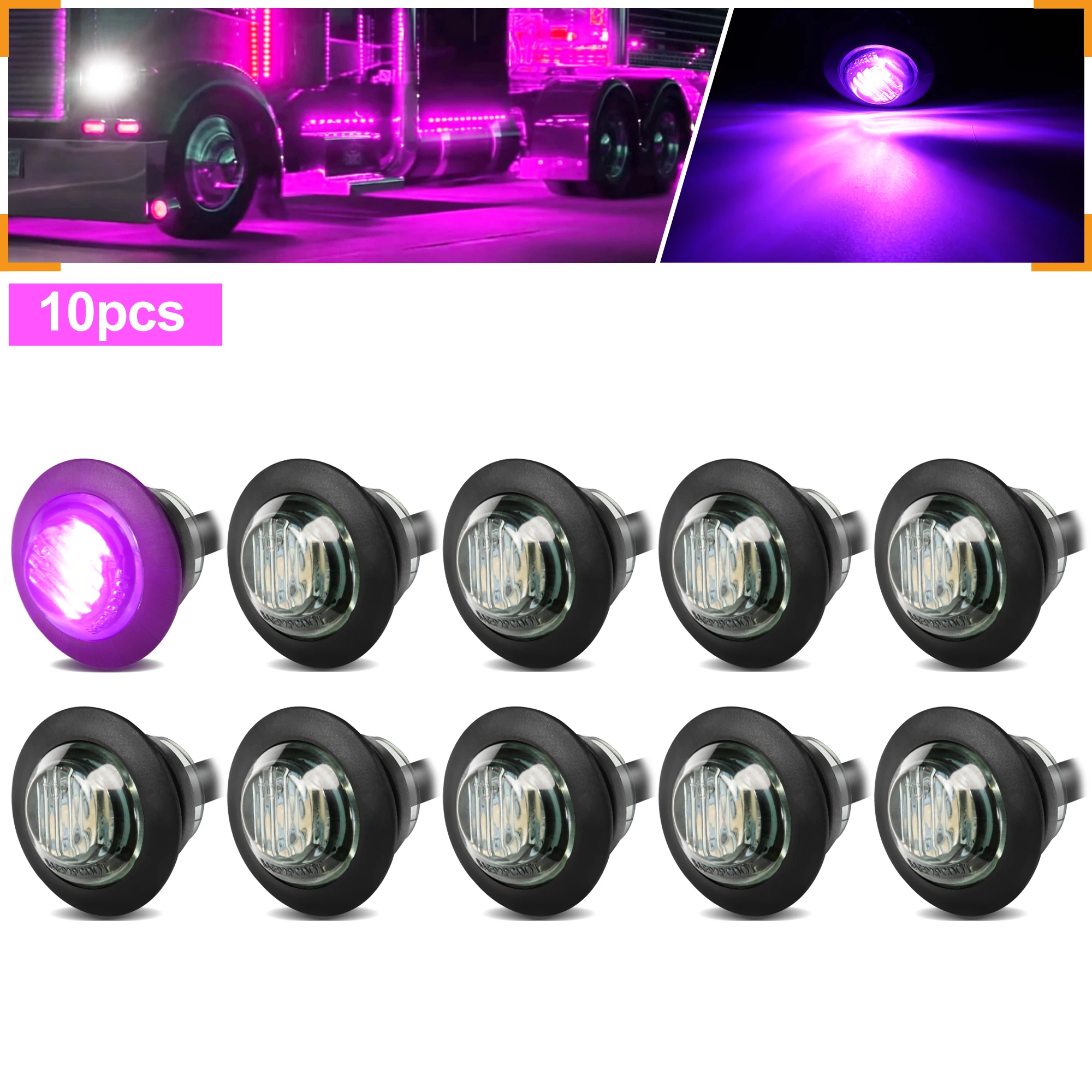 10PCS-Purple-LED-Side-Marker-Lights-Clearance-Lights-Front-Rear-Signal ...