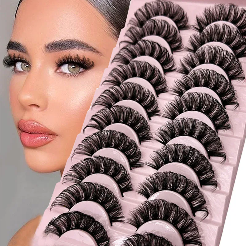Russian-Strip-Lashes-10-pairs-Fluffy-Mink-Lashes-3D-False-Eyelashes ...