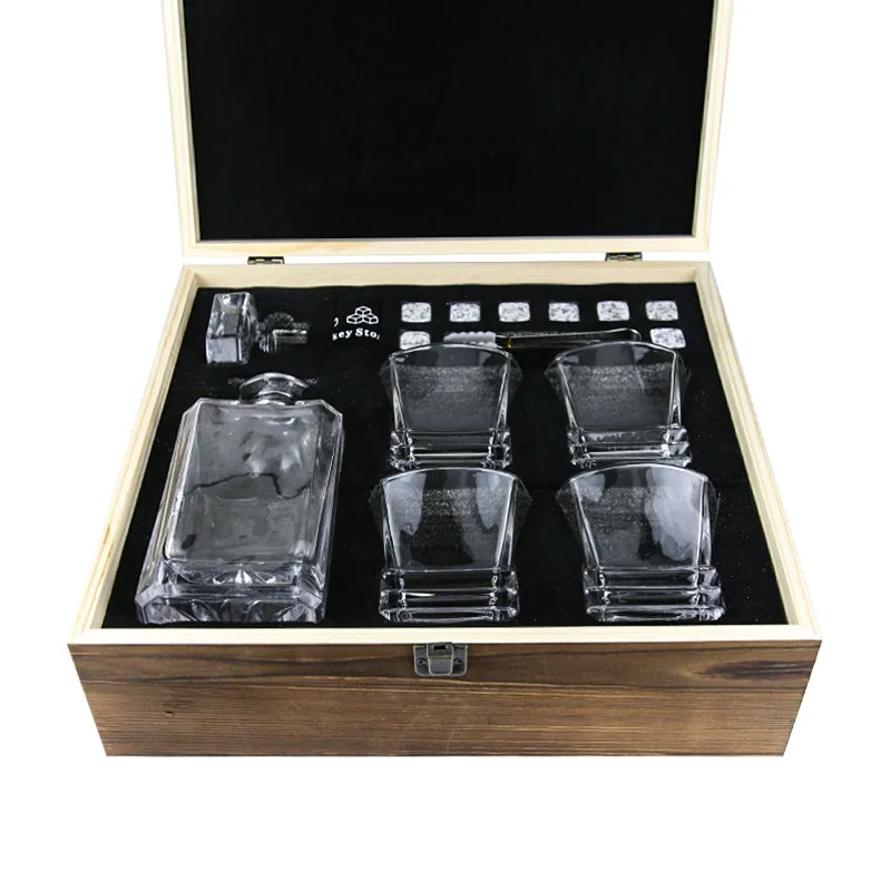 Whiskey Decanter Set Glass Alcohol Bottle With Wooden Box And Aerator ...