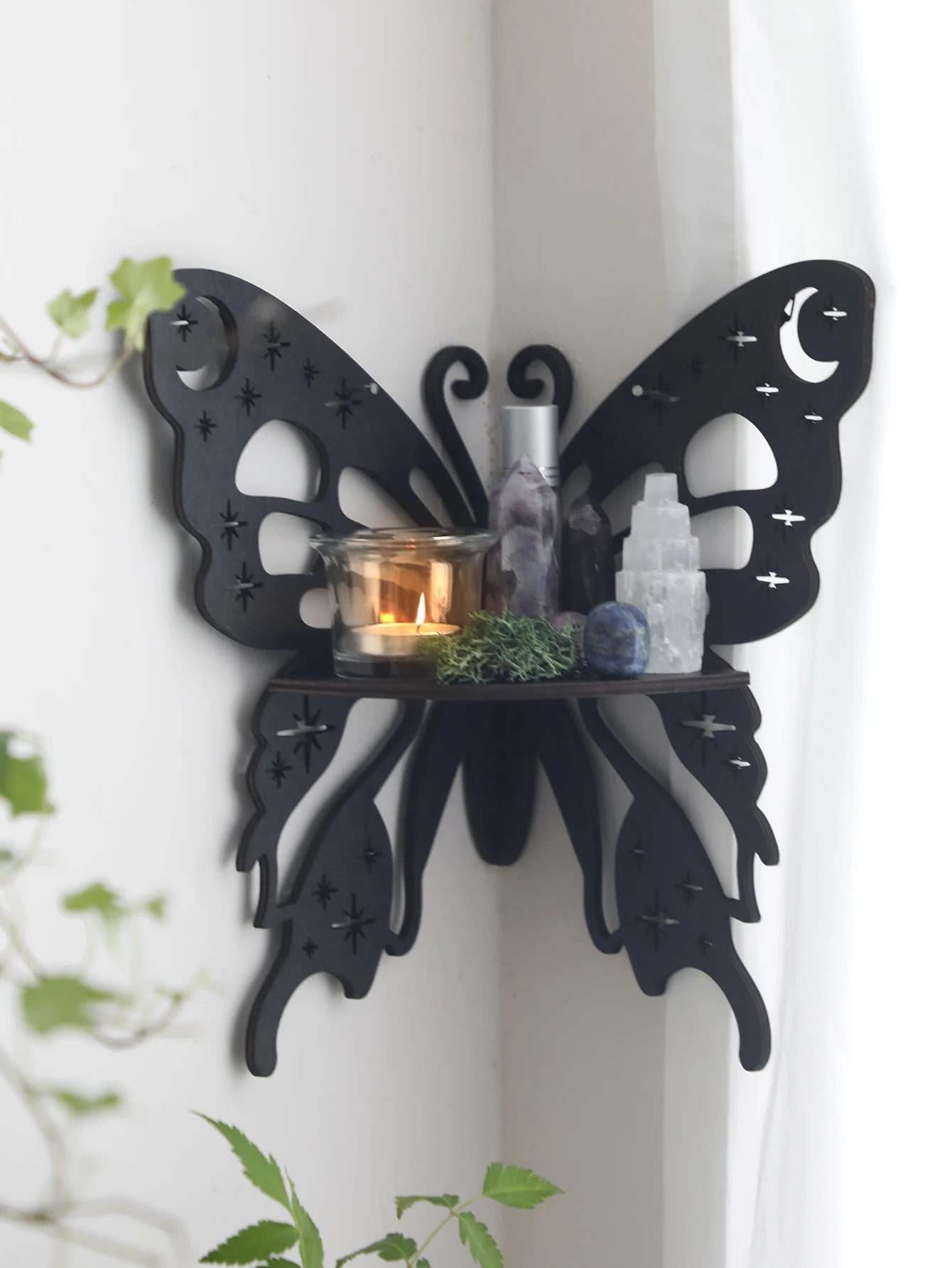 Crystal-Wall-Shelf-Wooden-Butterfly-Lotus-Moth-Crystal-Stone-Stand ...