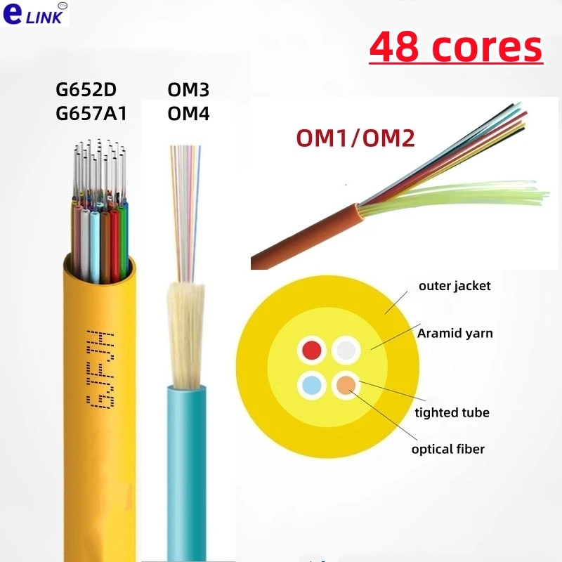 fiber-optic-cable-48-cores-bundle-GJFJV-48-indoor-G657A1-G652D-OM1-OM2 ...