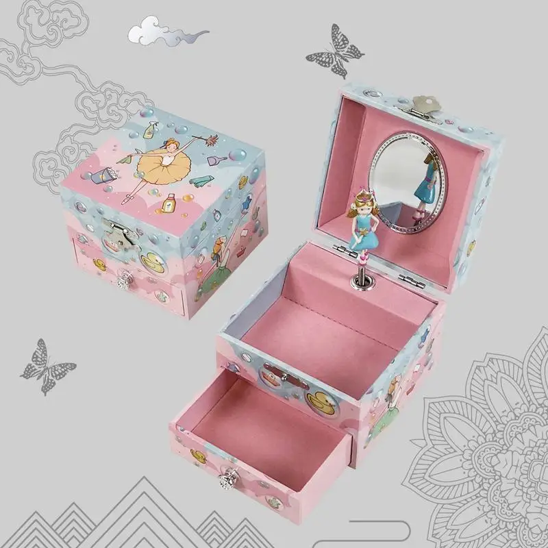 Musical-Jewelry-Storage-Box-With-Drawer-Wooden-Rotating-Dancer ...