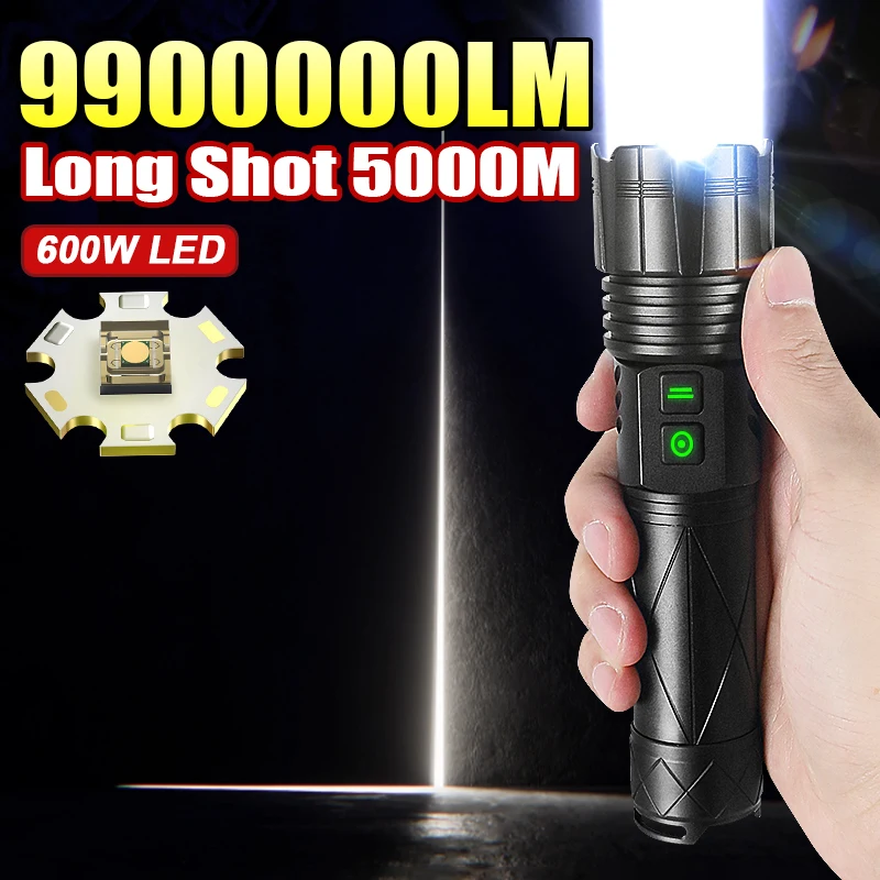 9900000LM-Ultra-Powerful-Flashlight-18650-26650-USB-Rechargeable-Torch ...