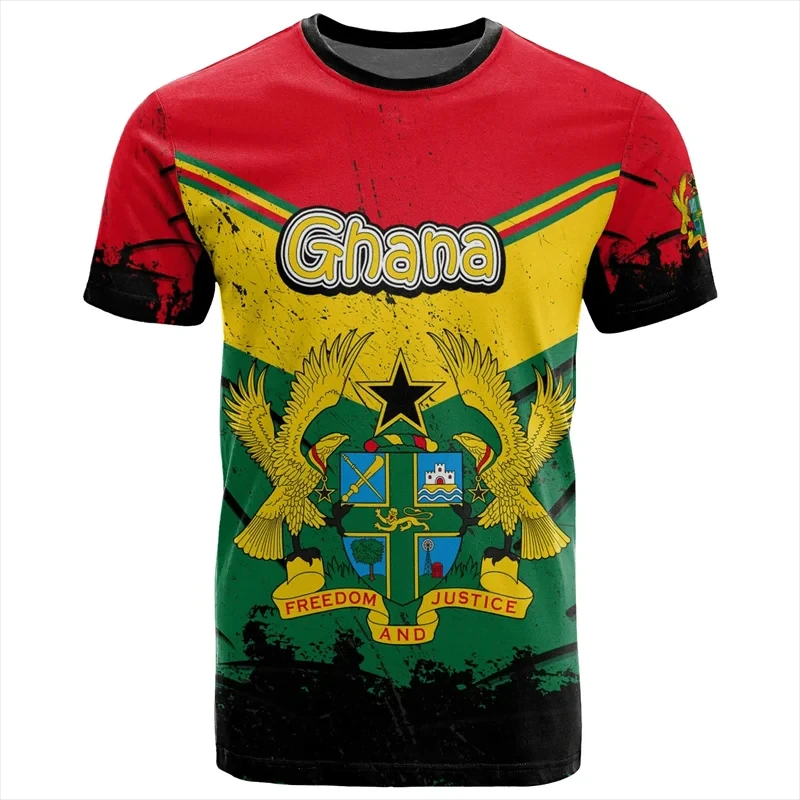 Ghana-Flag-Graphic-Tee-Shirts-Fashion-Ghanaian-National-Emblem-Print-T ...