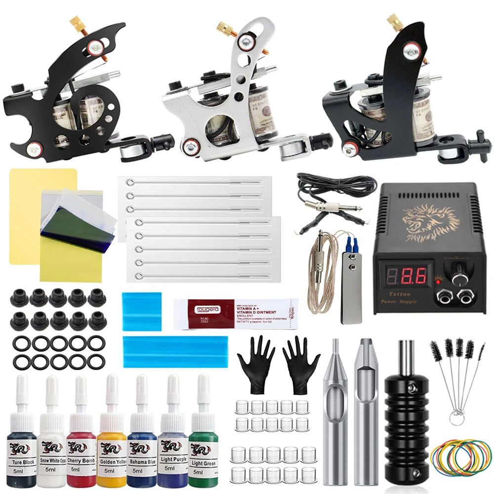 Tattoo Kit Coil Tattoo Machine Set Tattoo Power Supply Needles Tattoo ...
