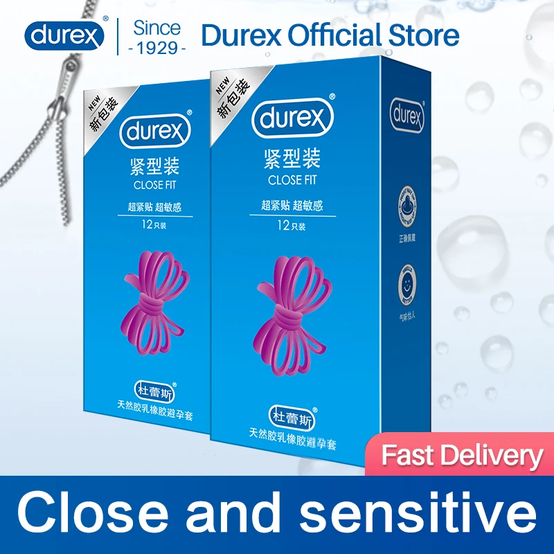 Durex-Condoms-12Pcs-49MM-Close-Fit-Tighter-Together-Sex-Adult-Products-Natural-Latex-Small-Size ...
