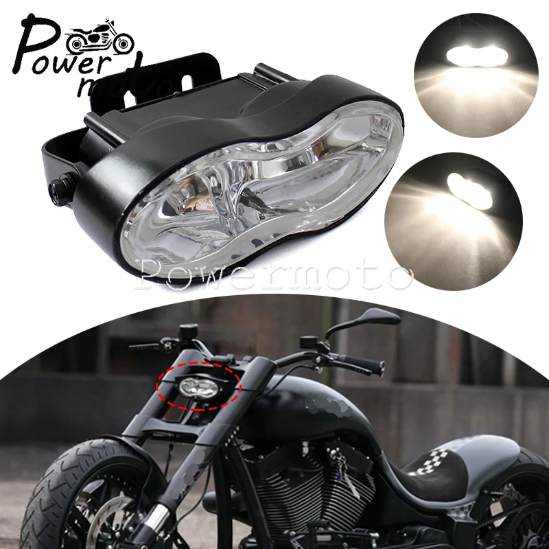 Motorcycle-Oval-Wave-Billet-Dual-Halogen-Headlight-Double-Twin-Headlamp ...
