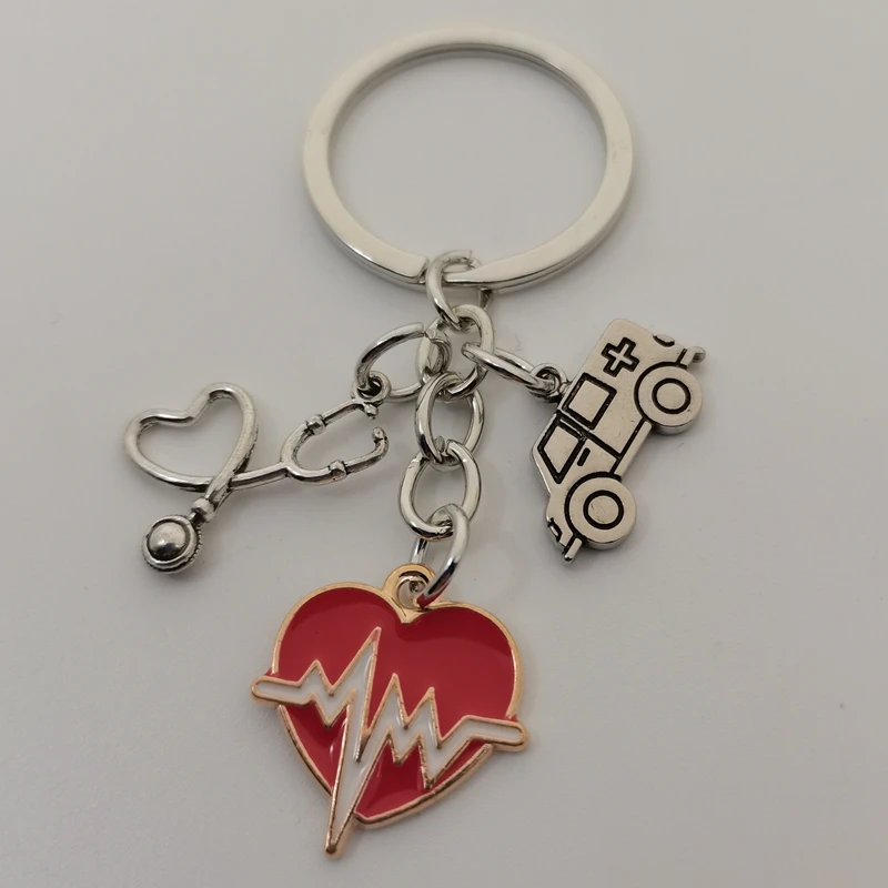 Doctor Keychain Stethoscope Ambulance Heartbeat Pharmacist Syringe Key ...