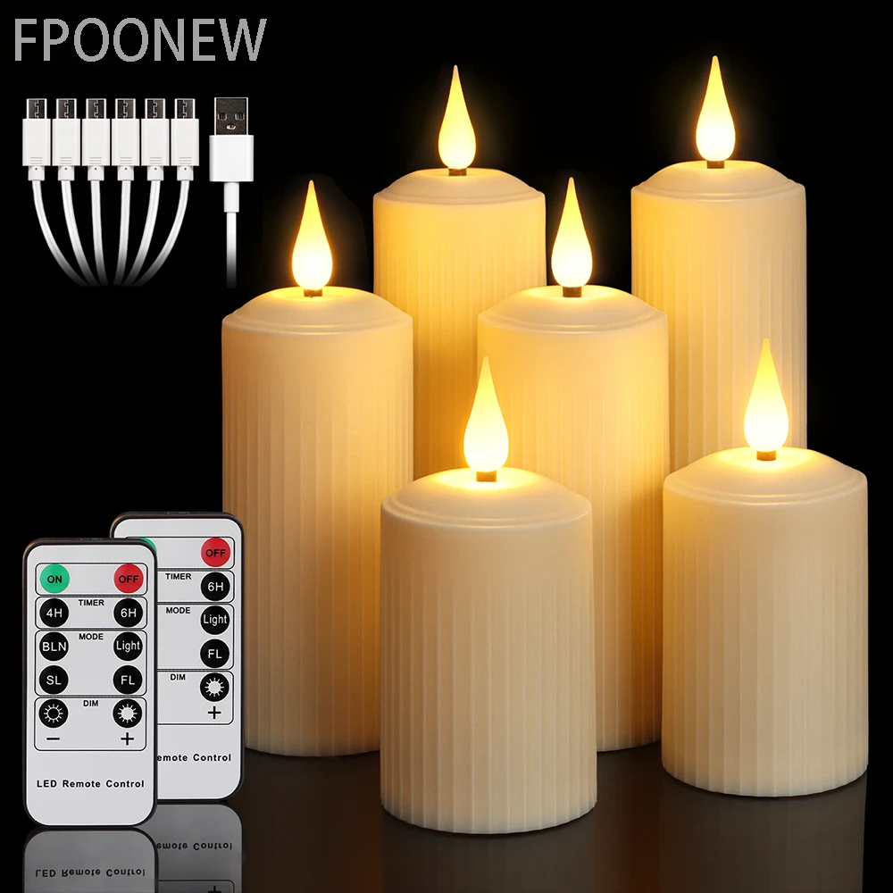 Rechargeable-Led-Candles-By-usb-Remote-Waterproof-Pillar-Candles-for ...