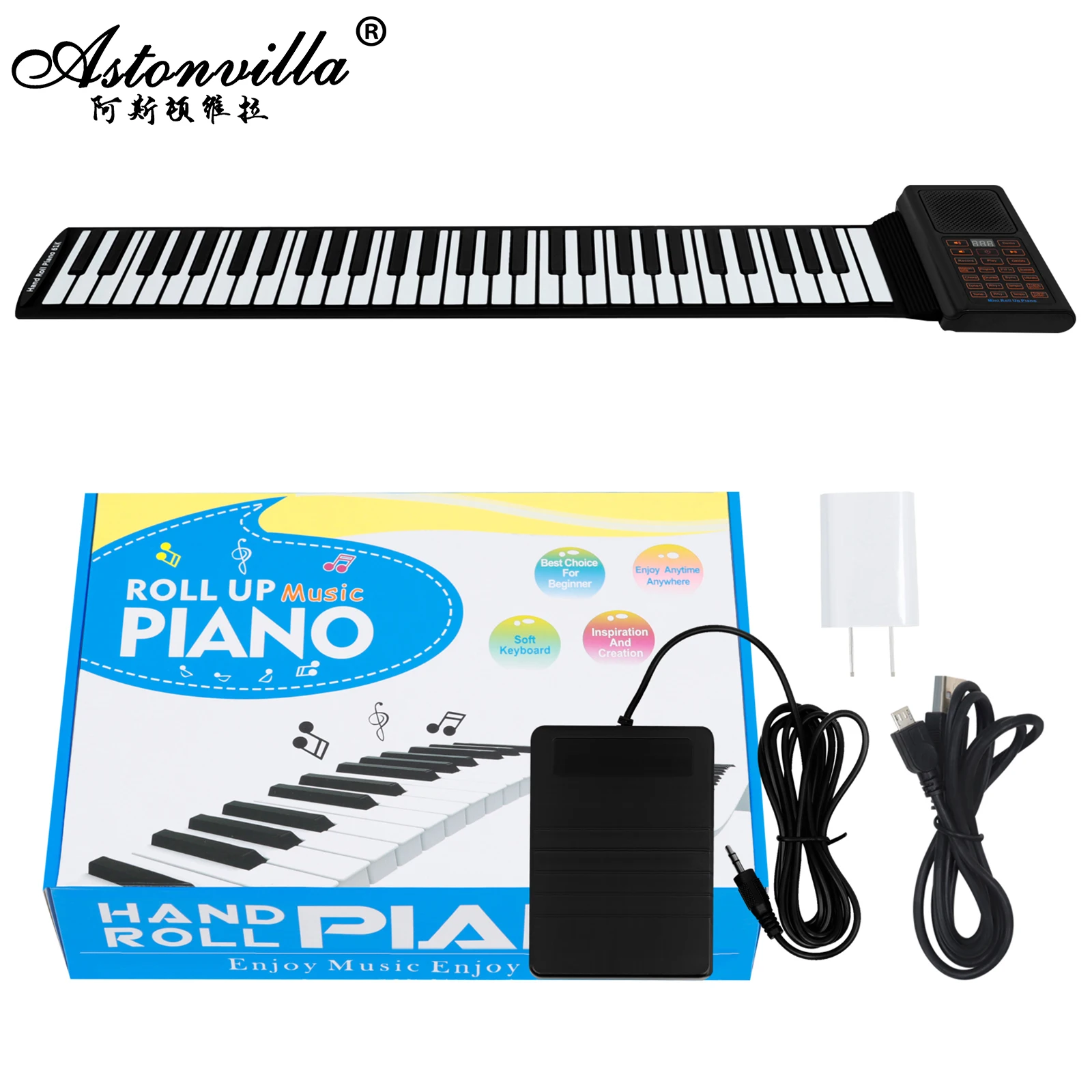 61-Keys-Mini-Roll-Up-Piano-Silicone-Portable-Foldable-Soft-Keyboard ...
