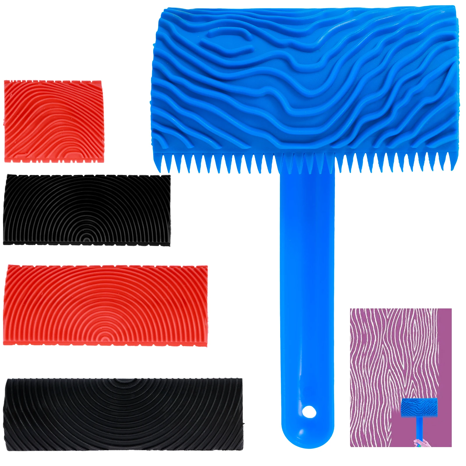 5Pcs-Wood-Graining-Tool-Set-Rubber-Wood-Grain-Roller-Tool-Reusable ...