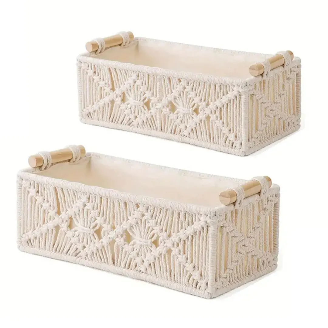 Macrame-Storage-Baskets-Boho-Decor-Box-Handmade-Woven-Decorative ...