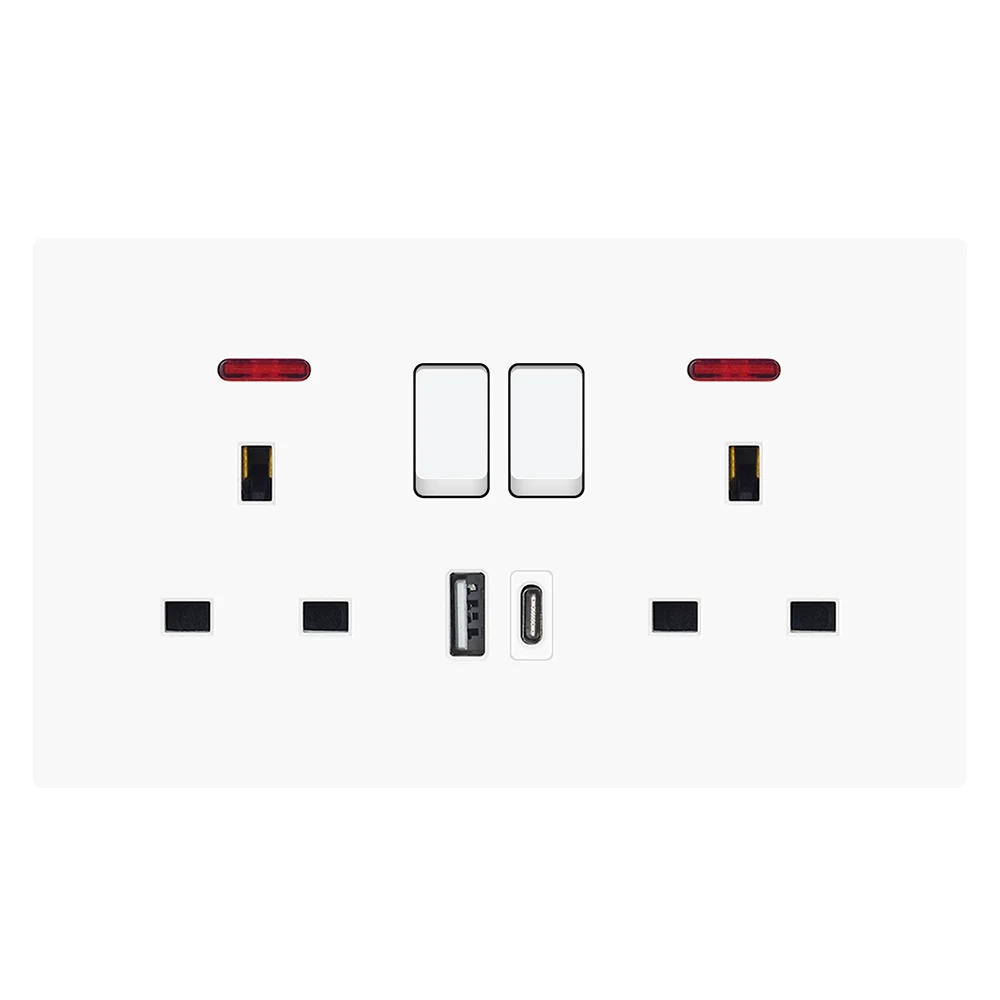 Standard-UK-Socket-with-USB-Type-C-5V-2-1A-146-86mm-Plastic-Panel ...