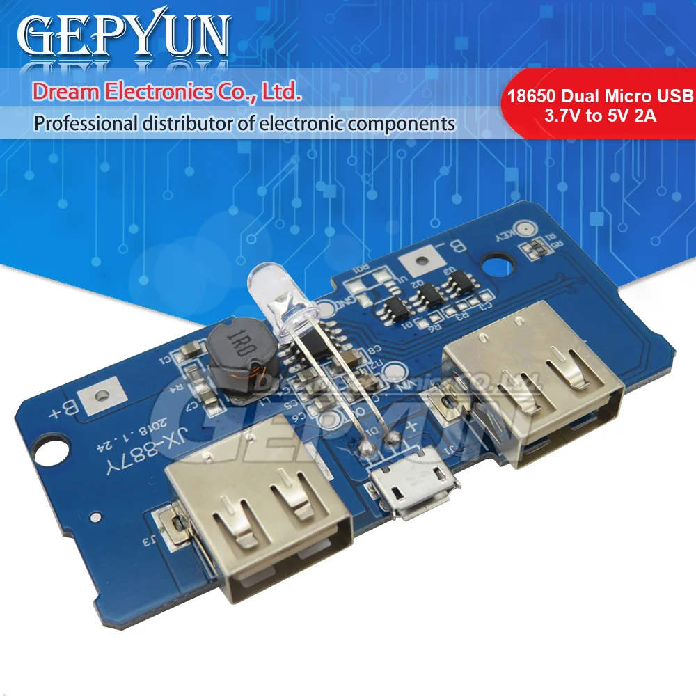 18650 Dual Micro USB 3.7V to 5V 2A Boost Mobile Power Bank DIY 18650 ...