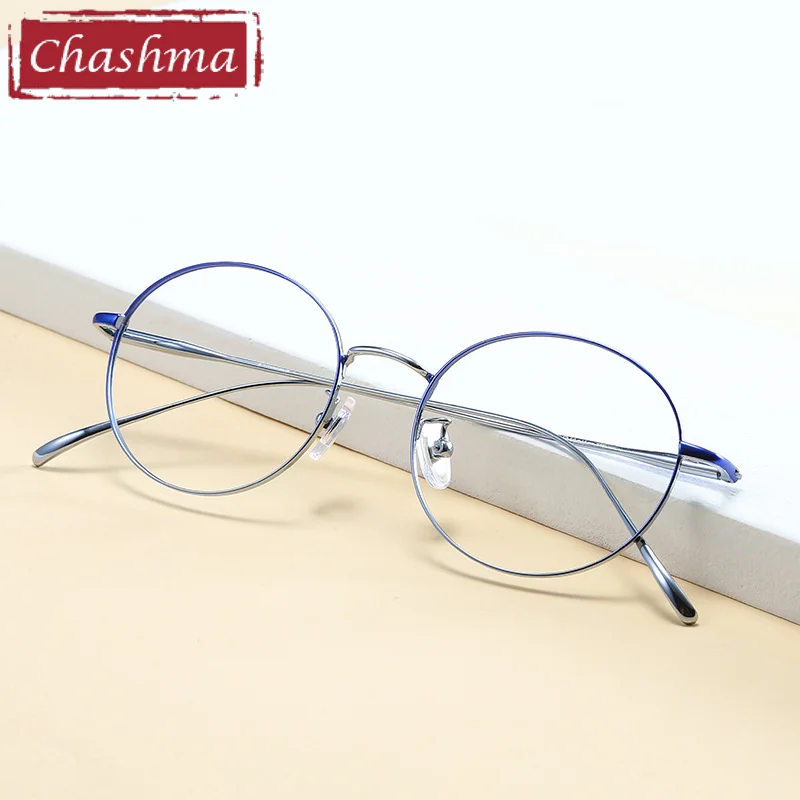 Men Round Frame Pure Titanium Prescription Glasses Women Light Optical ...
