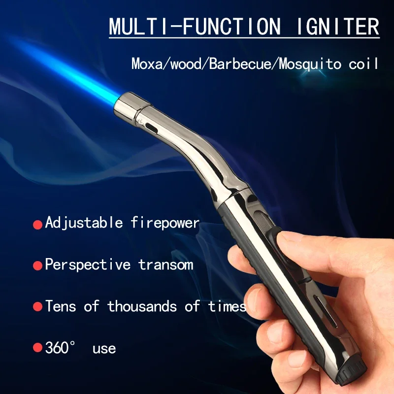 Windproof-Inflatable-Lighter-Blue-Flame-Outdoor-Barbecue-Torch ...
