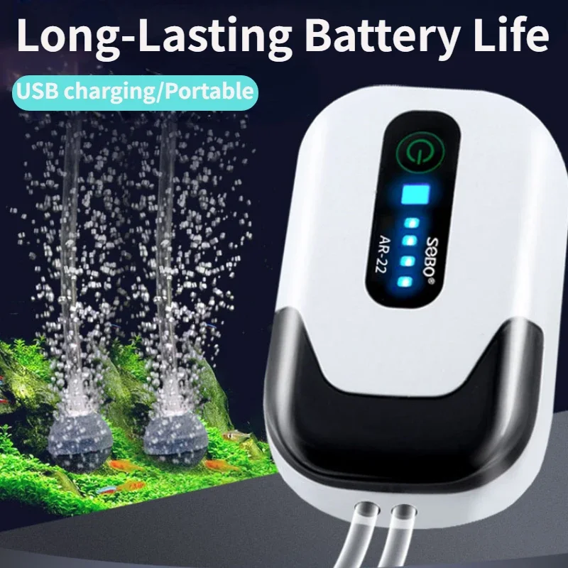 6000mAh-Aquarium-Oxygen-Air-Pump-120hour-Compressor-Fish-Air-Pump-Tank ...