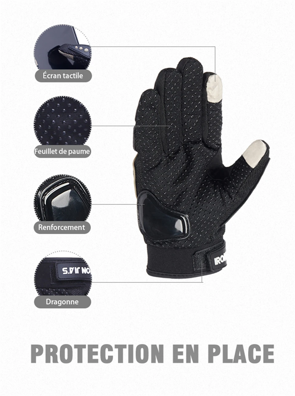 GANT POUR ECRAN TACTILE,Blue-L--IRON JIA’S Gant Moto Homologué CE Ete ...