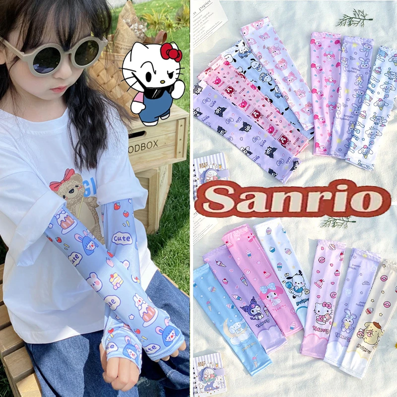 Sanrio Hello Kitty Ice Sleeve Cartoon Children Ice Silk Summer Outdoor ...